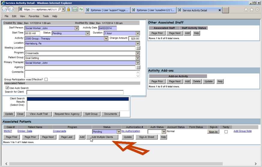 3 Click On The Add Multiple Clients Button Pointedto By The Red Arrow